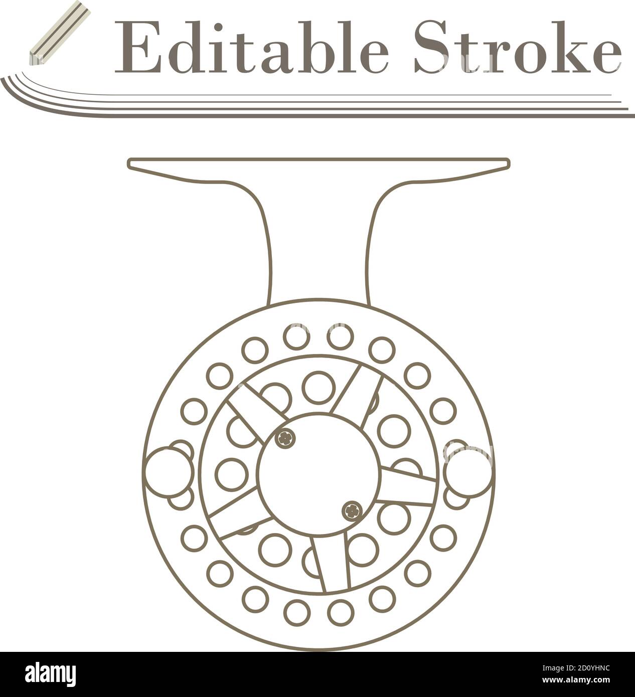 Icon Of Fishing Reel. Editable Stroke Simple Design. Vector ...