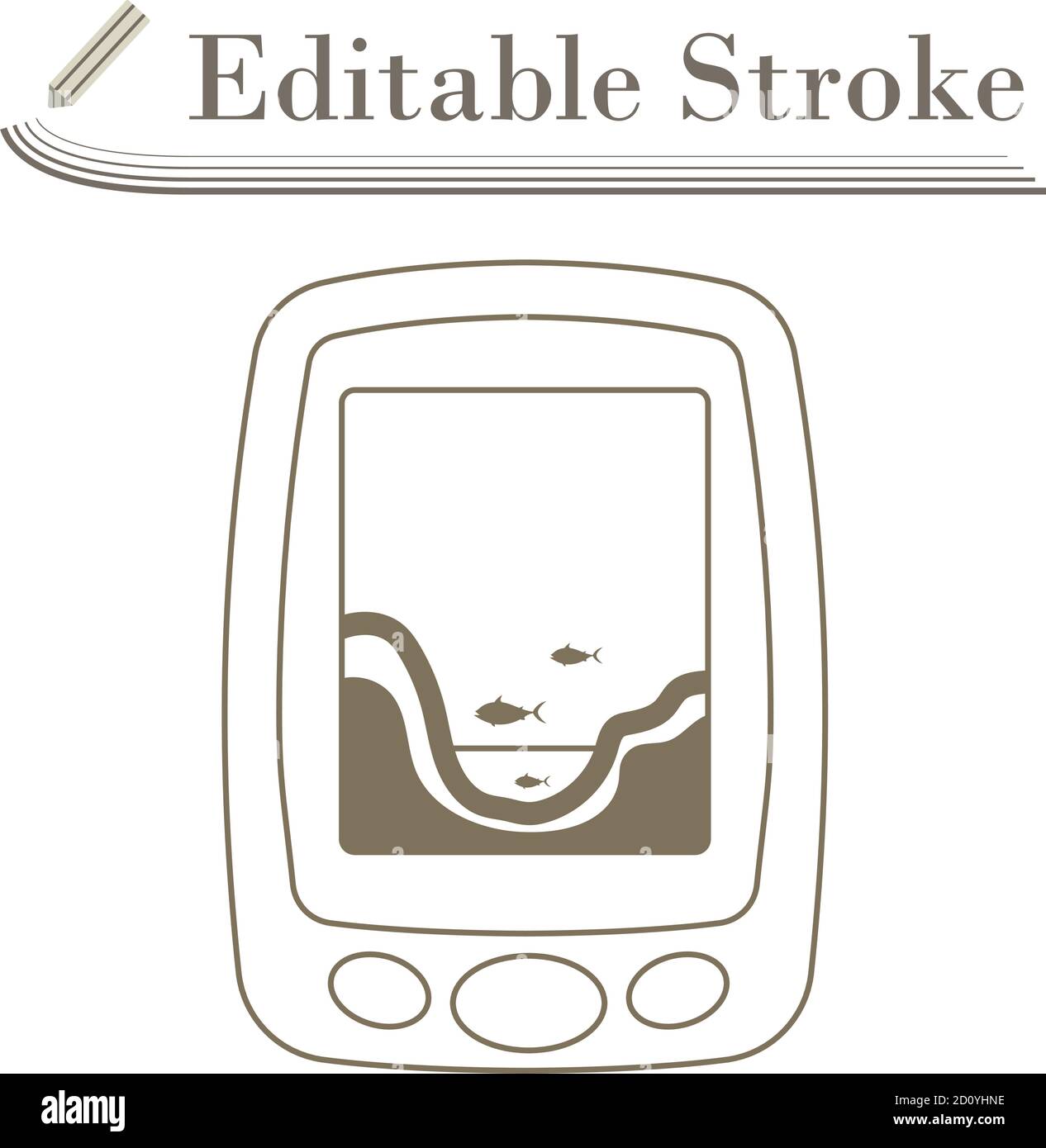 Icon Of Echo Sounder. Editable Stroke Simple Design. Vector ...