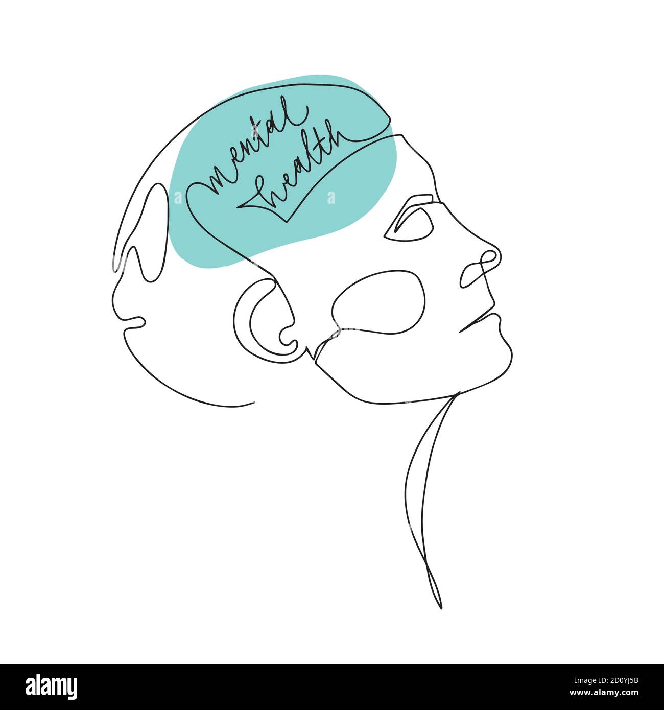 Mental Health For Women. Line Drawing of Human Head With Quote In His ...