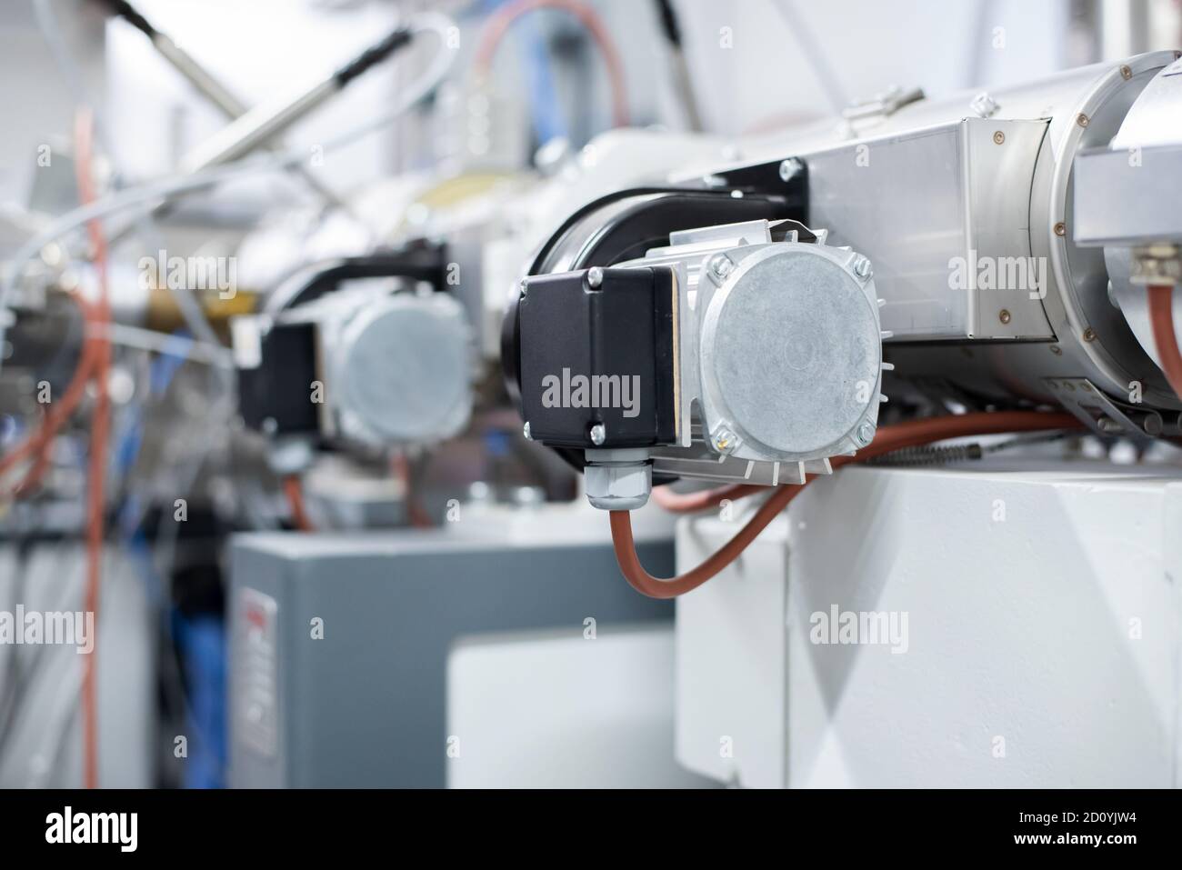 Extruder machine for extrusion of plastic material, close-up view Stock ...