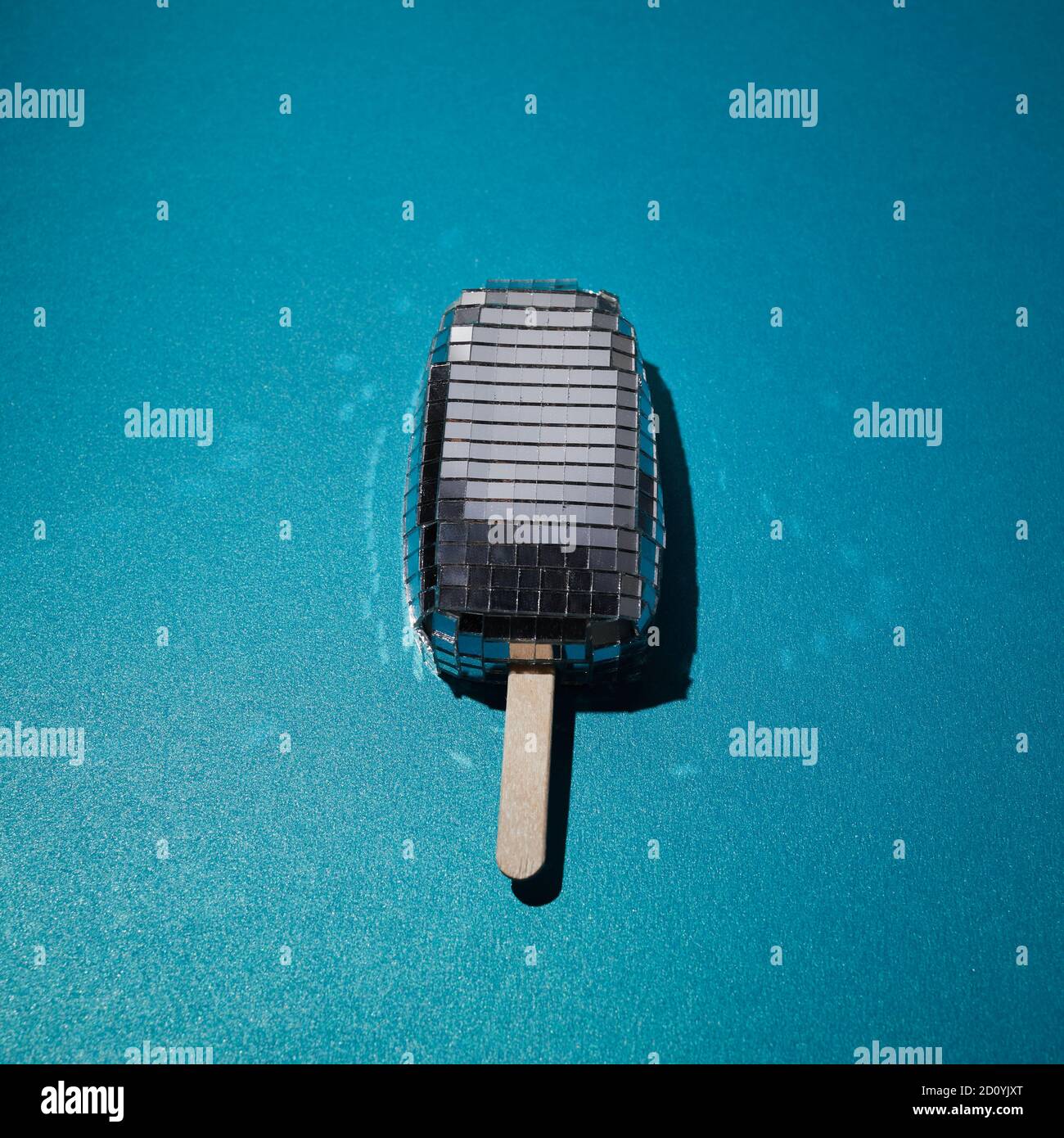 Disco ice cream on aqua background. Minimal night party concept Stock ...