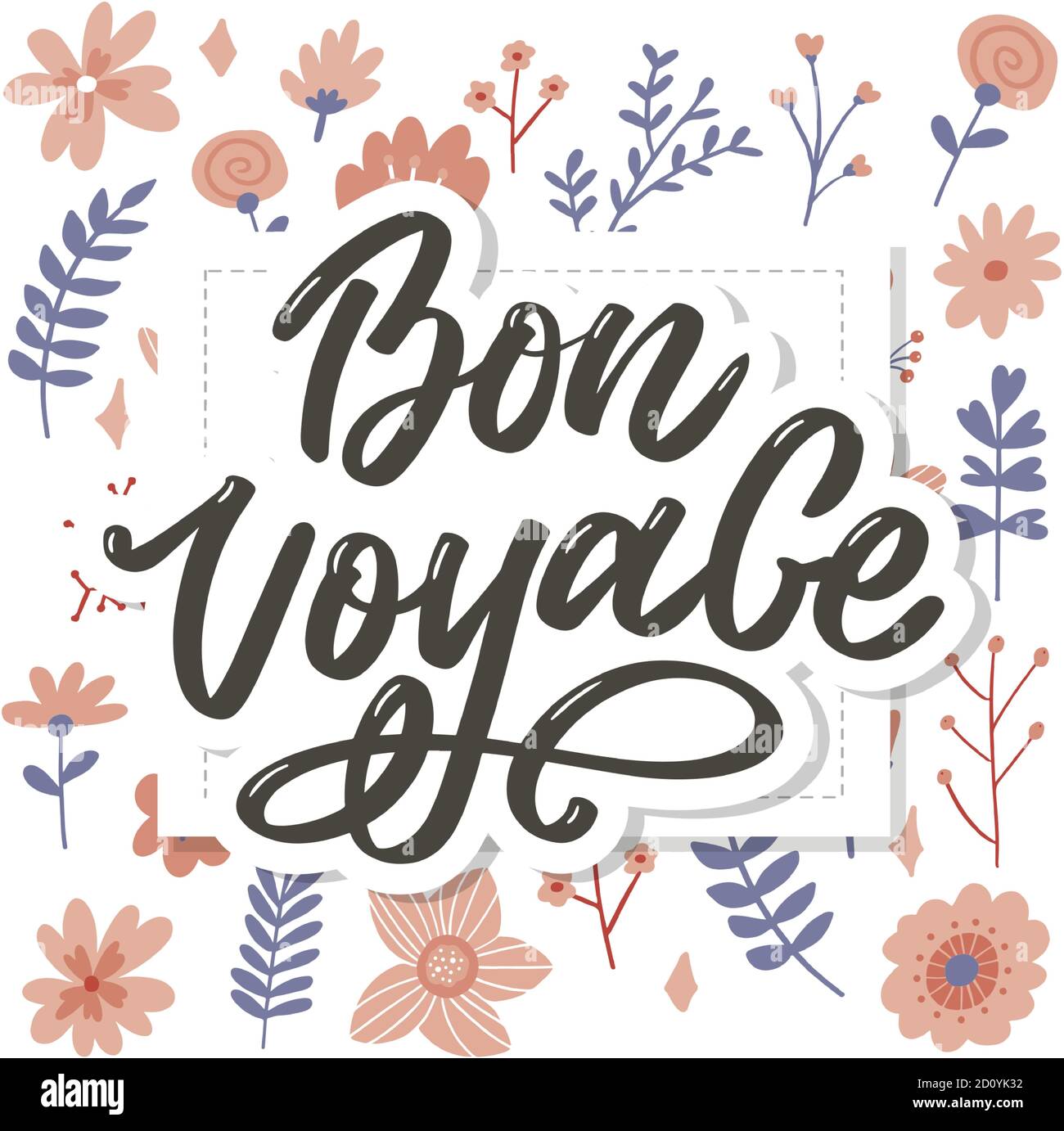 Bon Voyage Hand Lettering Vector Calligraphy Travel Stock Vector Image ...