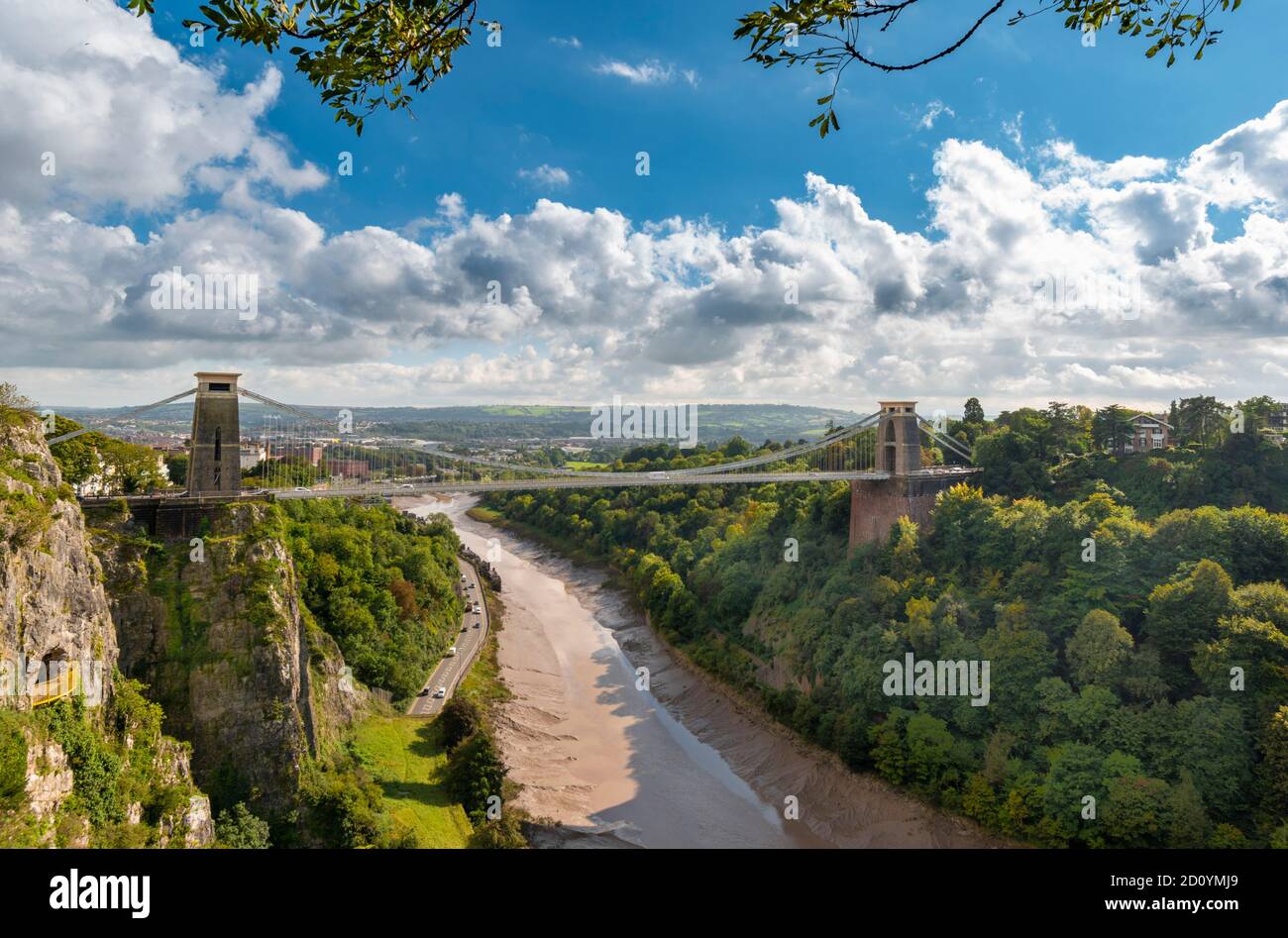 BRISTOL CITY ENGLAND CLIFTON SUSPENSION BRIDGE IN LATE SUMMER SPANNING ...