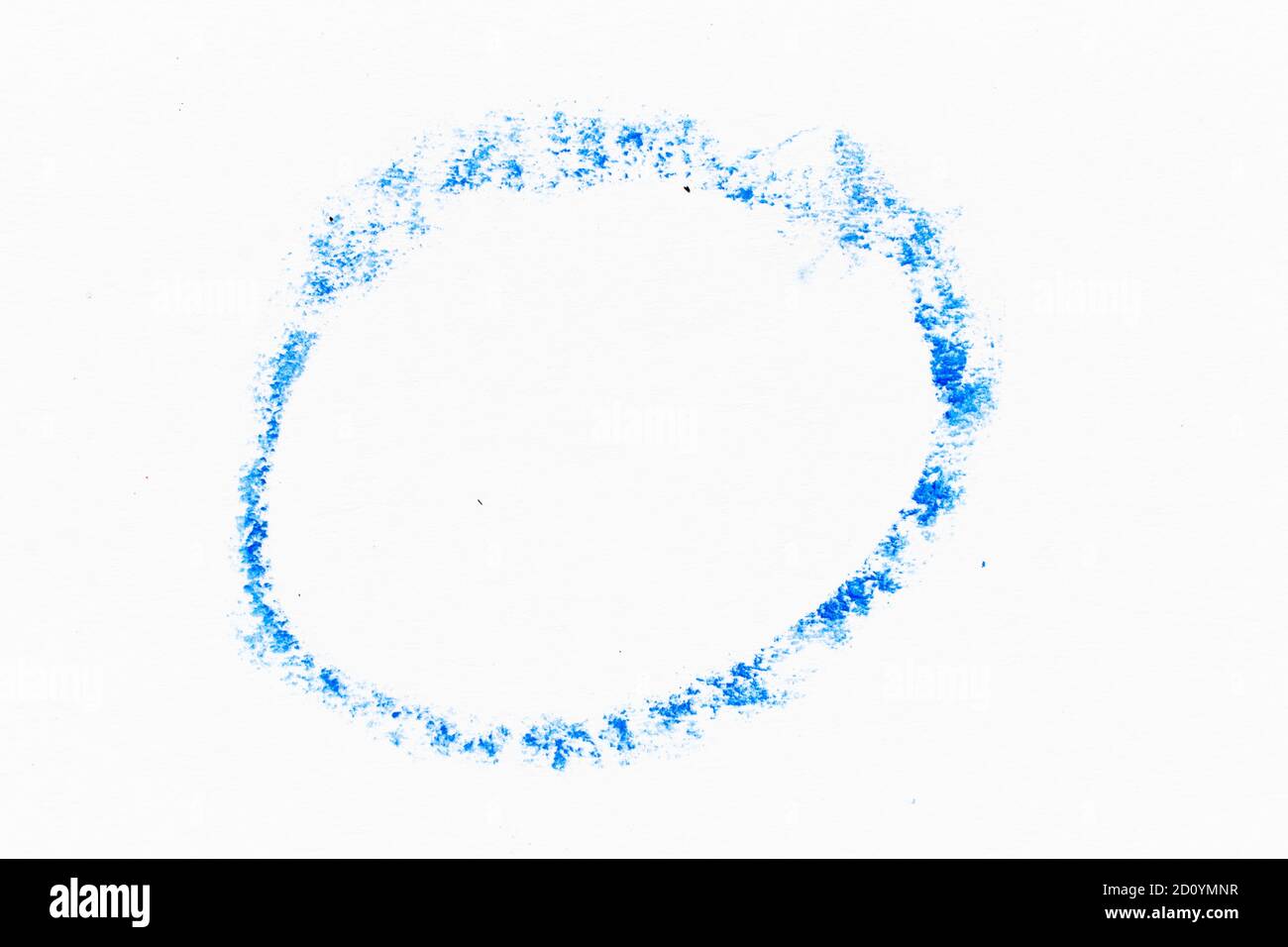 Blue color oil pastel drawing in circle or round shape on white paper ...