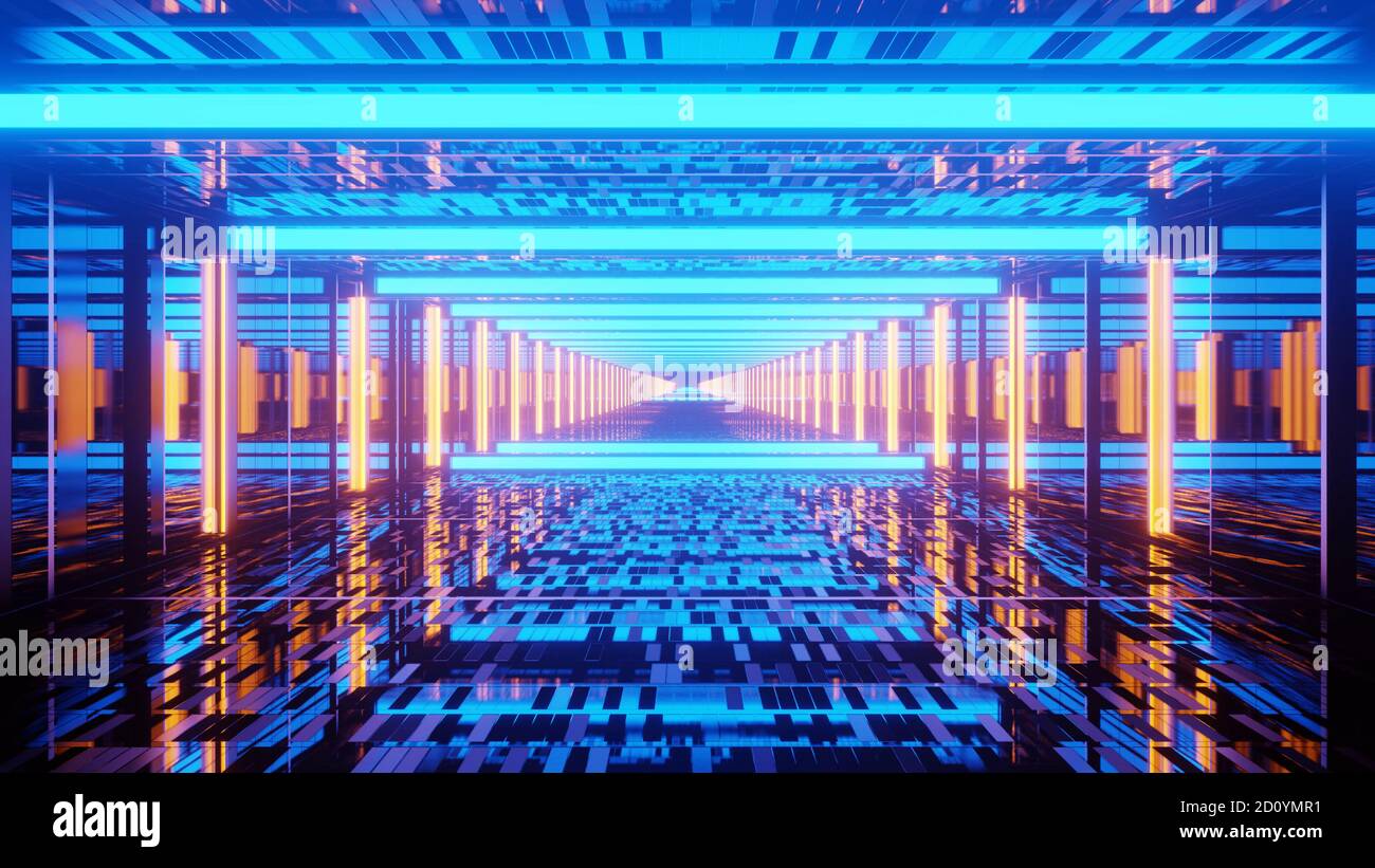 Flashy Modern Neon Grid Shaft 4k uhd 3d illustration background Stock ...