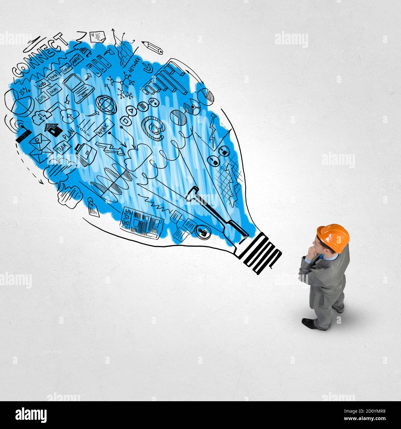 Construction worker blue thinking hi-res stock photography and images ...