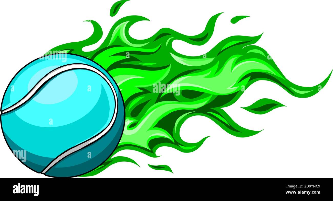 A flaming tennis ball on fire flying through the air Stock Vector Image ...
