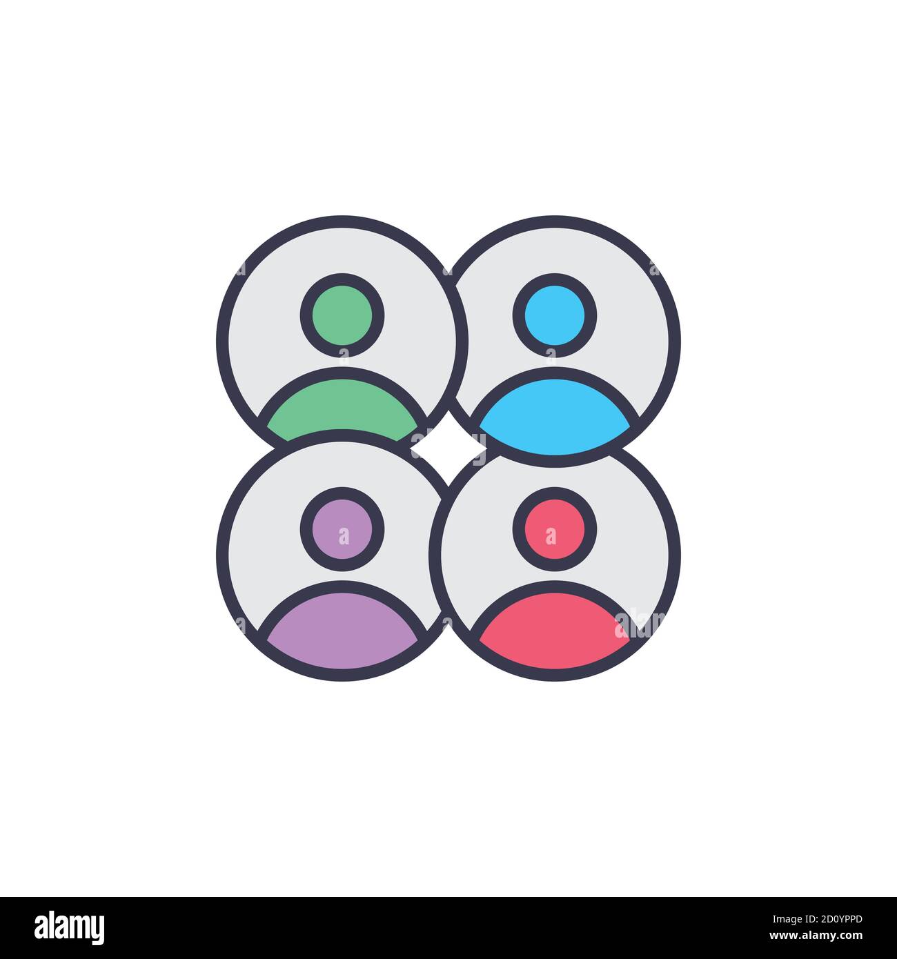 Group of four people vectoricon symbol isolated on white background ...