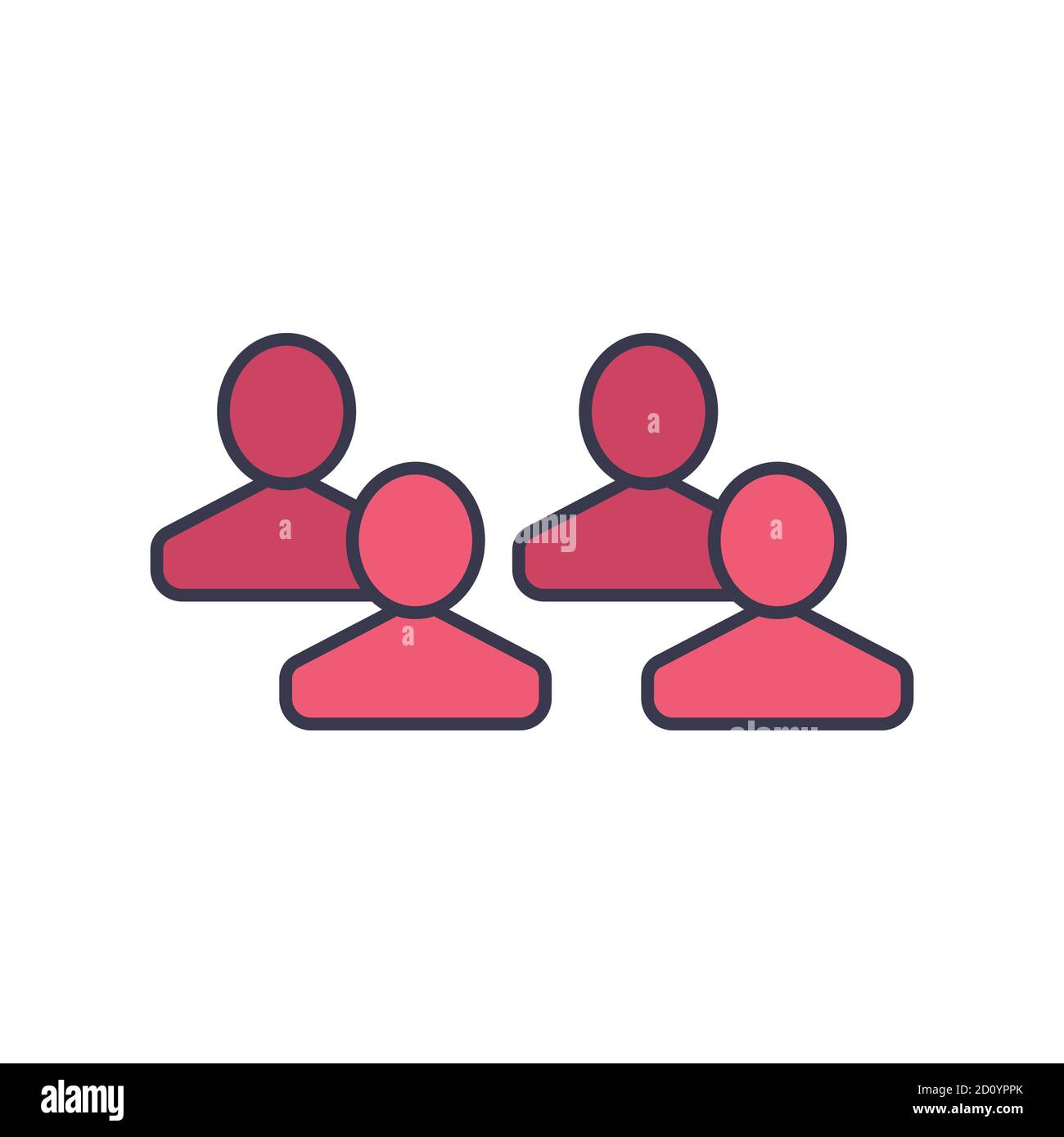 Group of four people vectoricon symbol isolated on white background ...