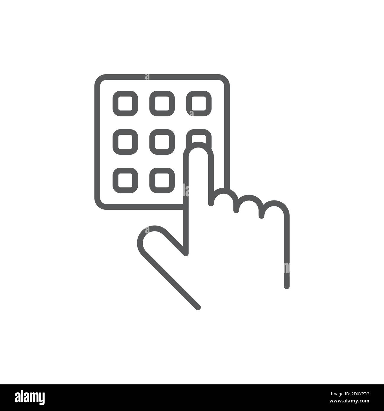 Hand and pin pad vector icon symbol isolated on white background Stock ...