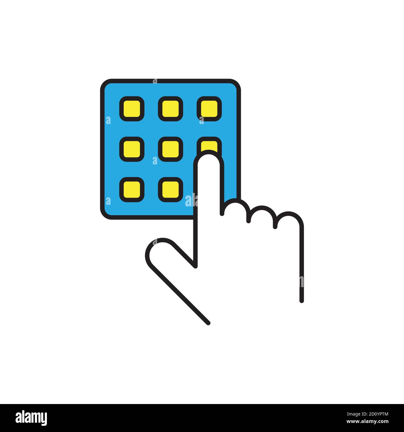 Hand and pin pad vector icon symbol isolated on white background Stock ...