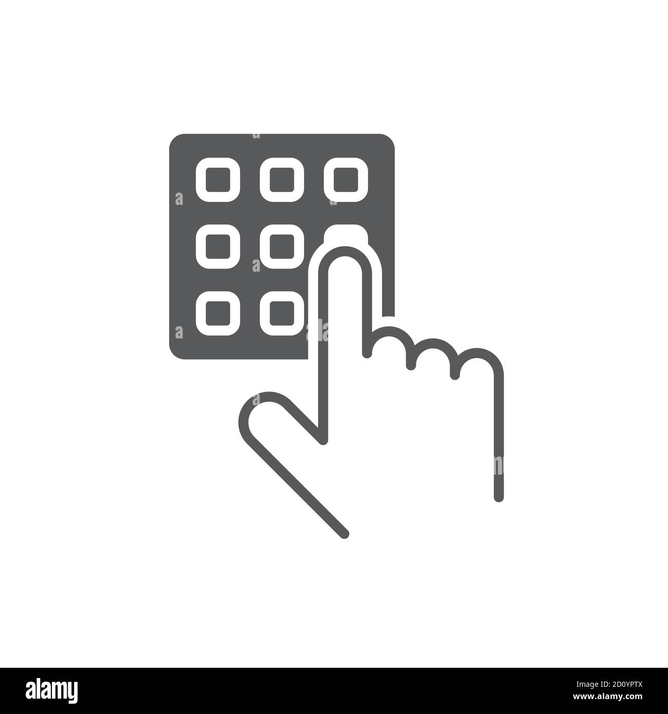 Hand and pin pad vector icon symbol isolated on white background Stock ...