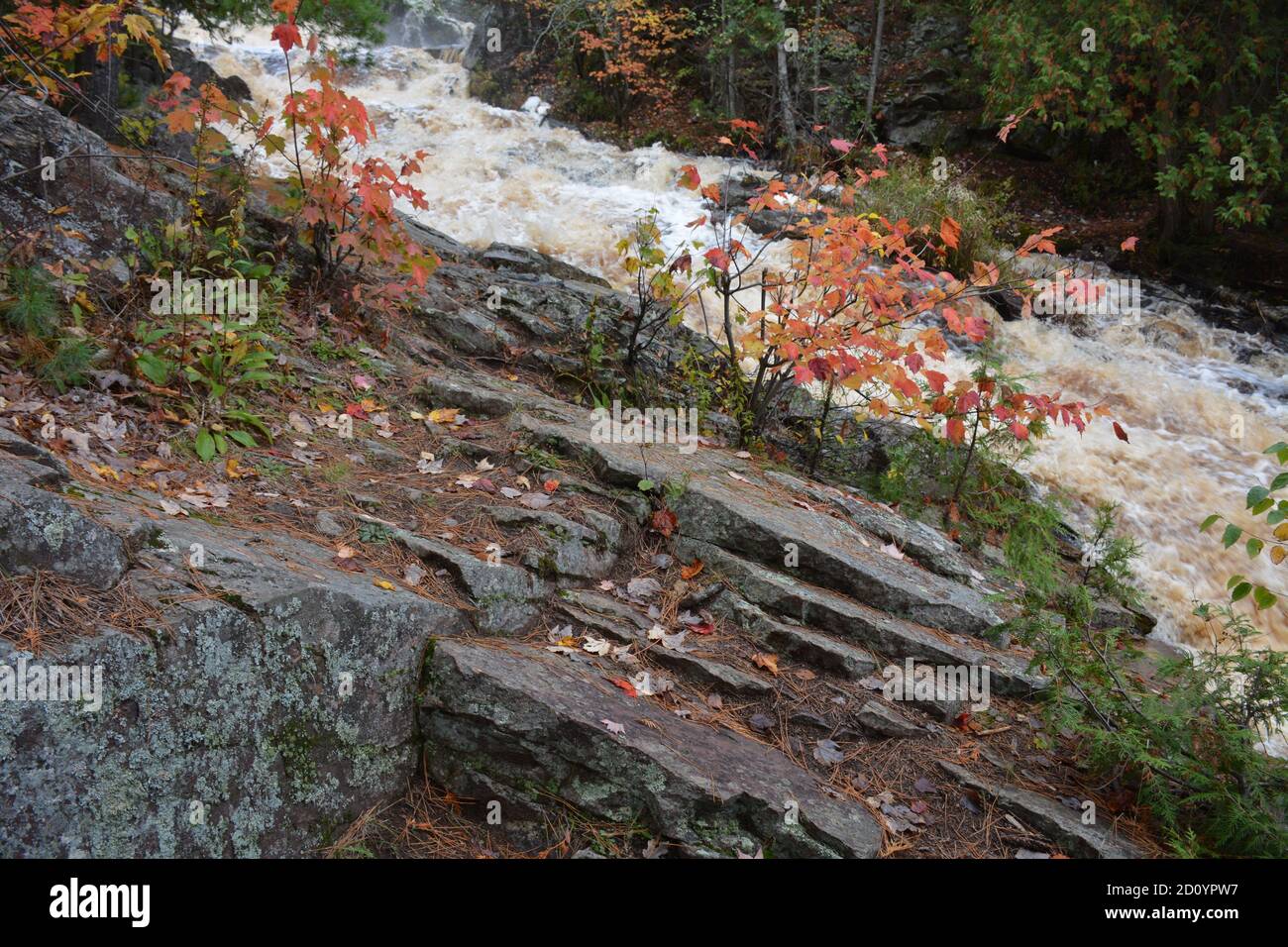 Duchesney Fall, North Bay, in autumn with fall colours and rapids Stock ...