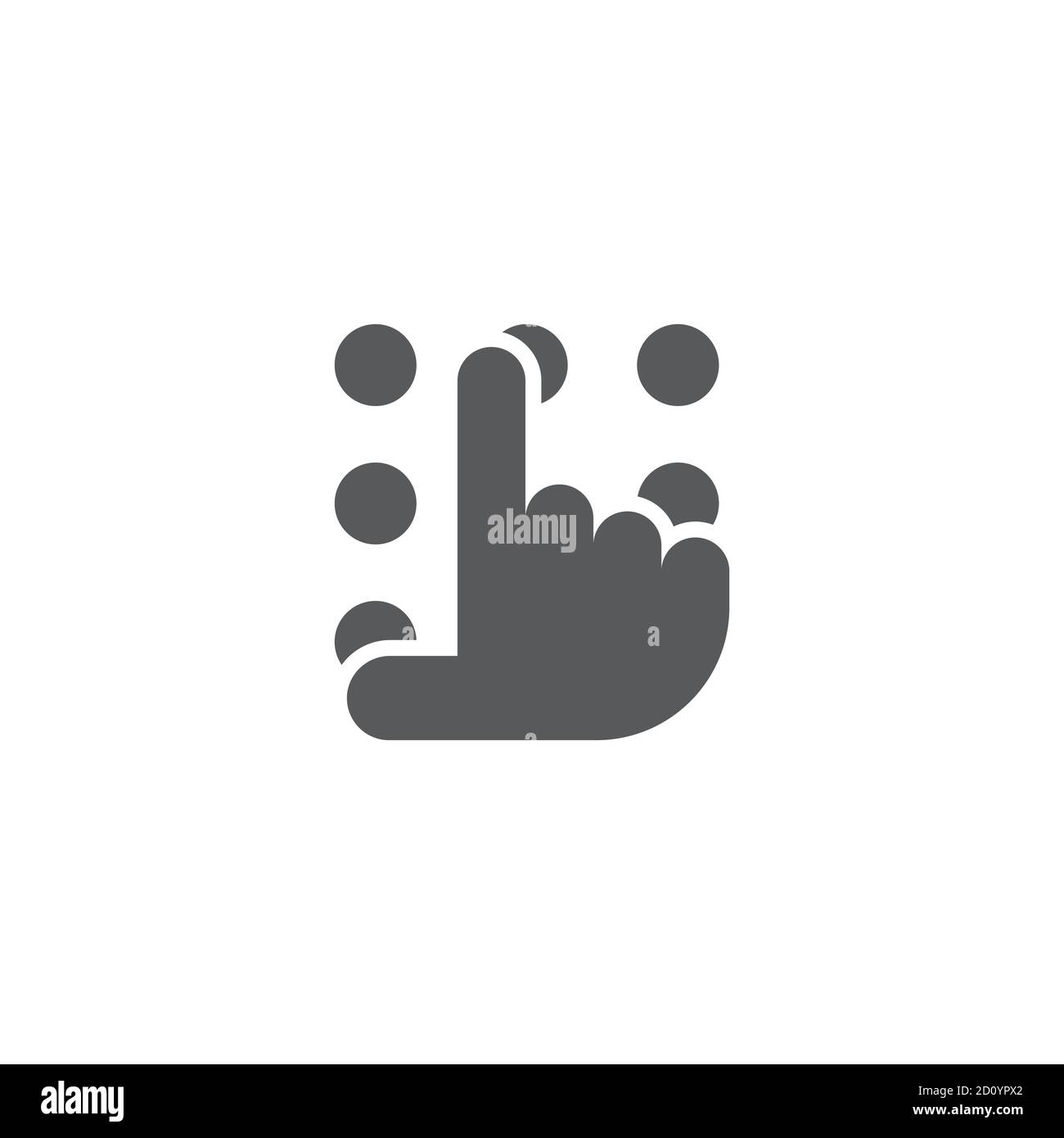 Hand and pin pad vector icon symbol isolated on white background Stock ...