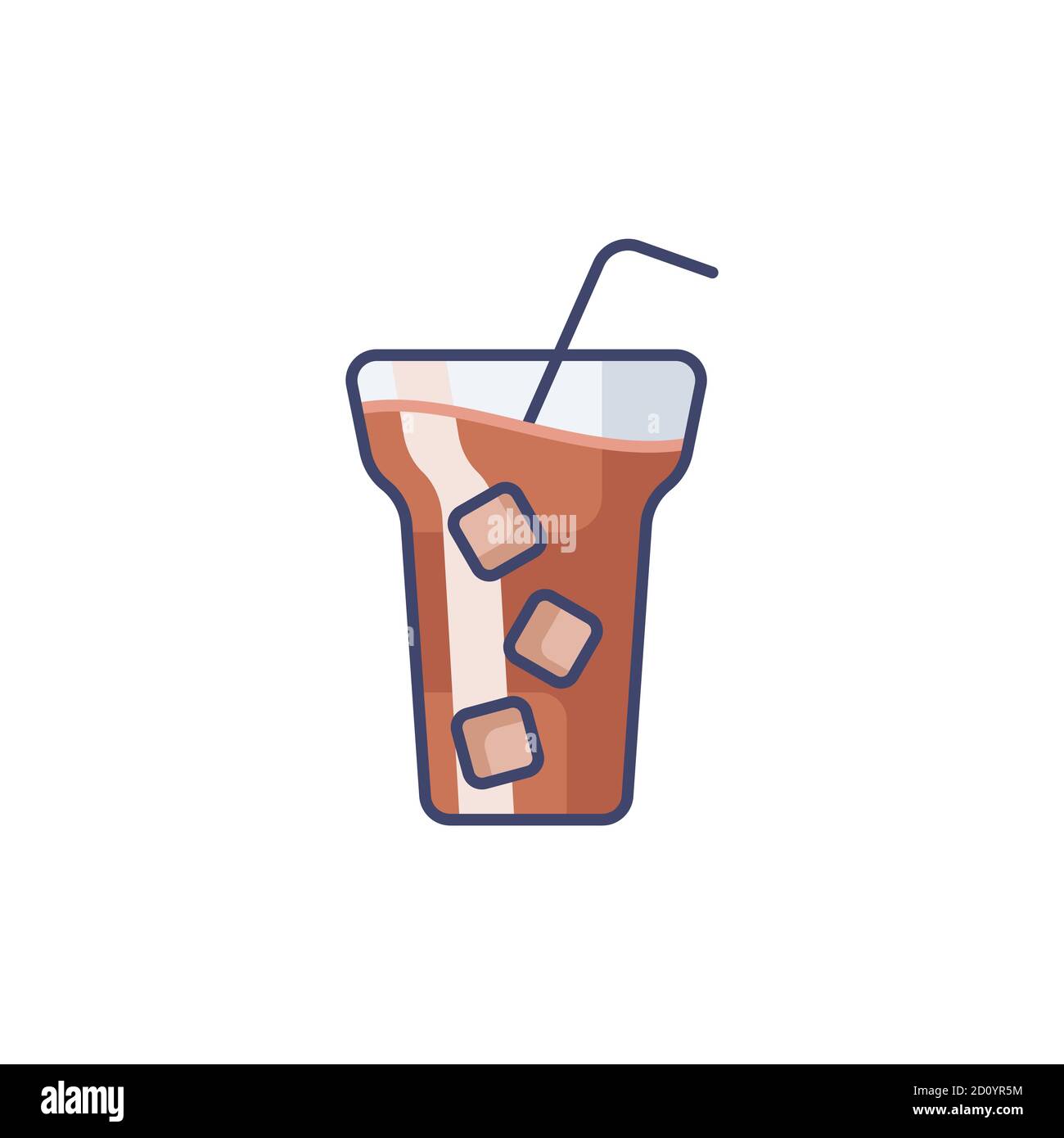 Iced coffee with ice cubes icon vector icon symbol drink isolated on ...