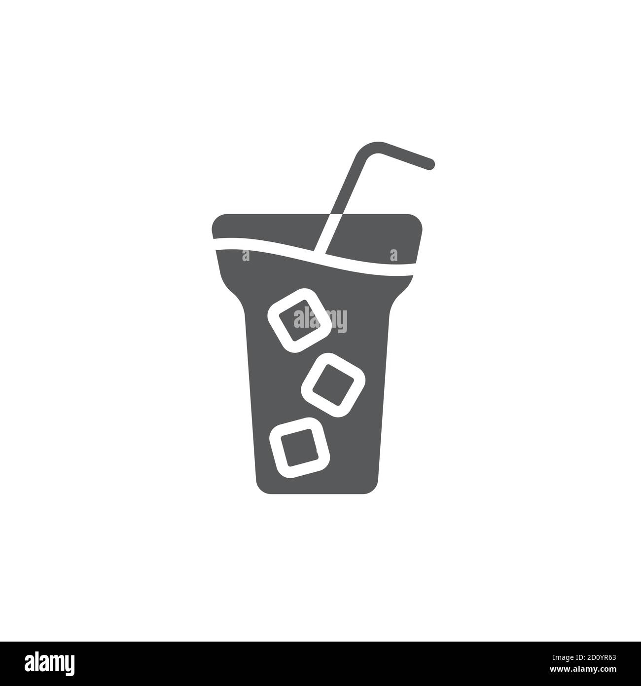 Iced coffee with ice cubes icon vector icon symbol drink isolated on ...