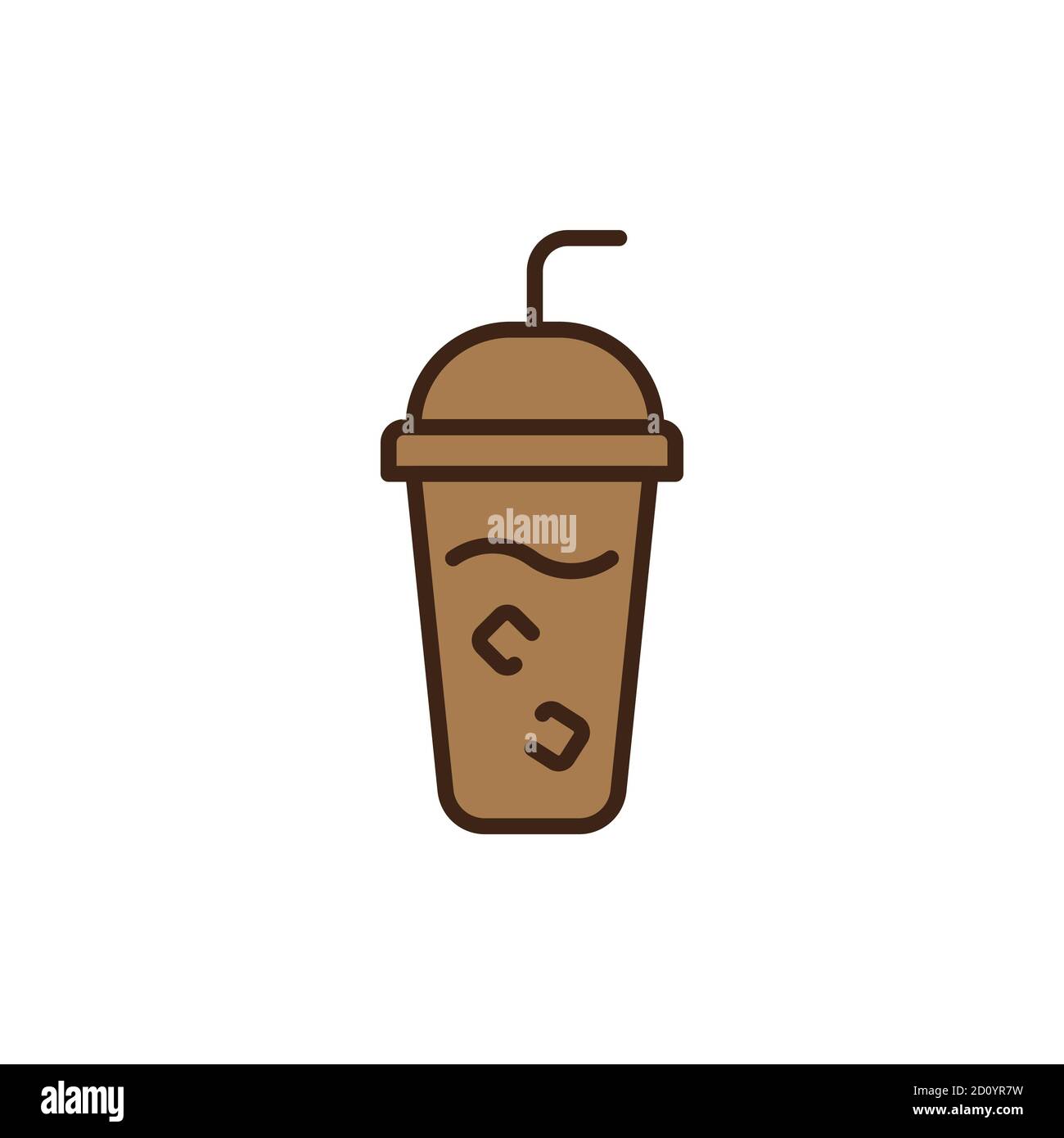 Iced coffee with ice cubes icon vector icon symbol drink isolated on ...