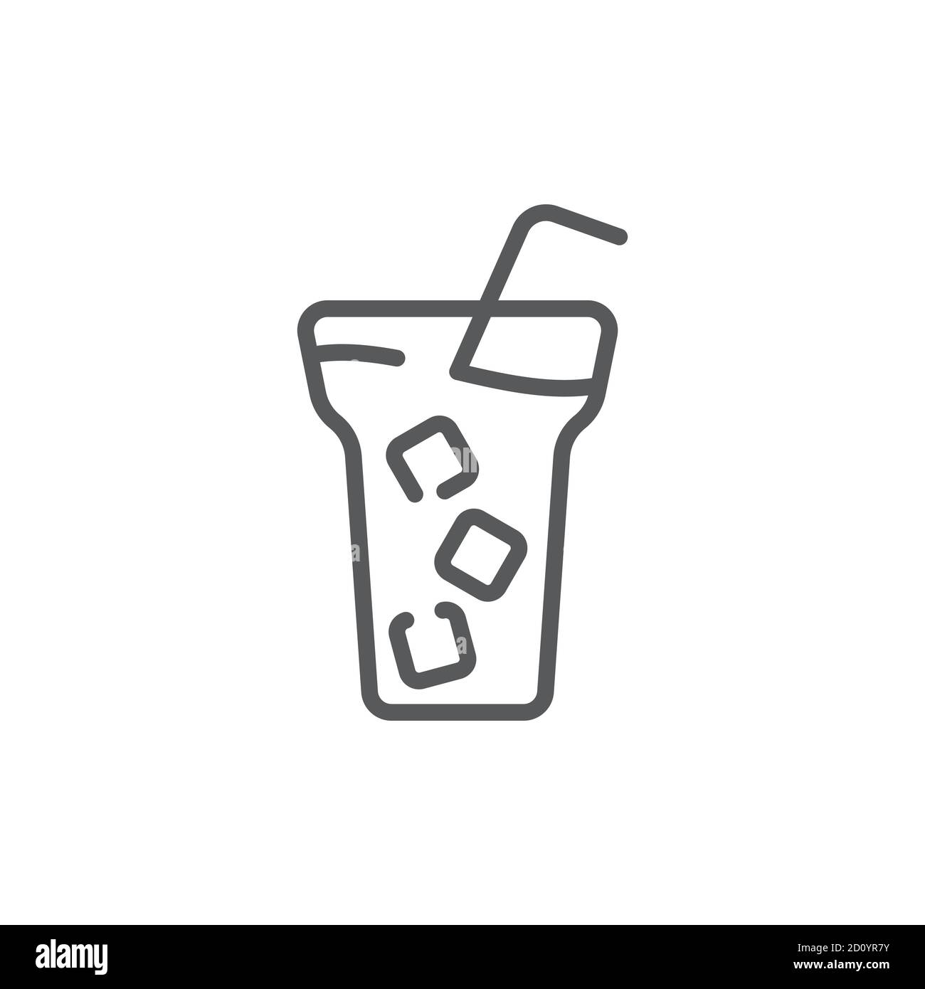 Iced coffee with ice cubes icon vector icon symbol drink isolated on ...