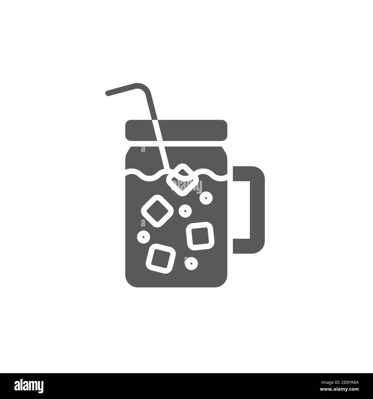Iced coffee with ice cubes icon vector icon symbol drink isolated on ...