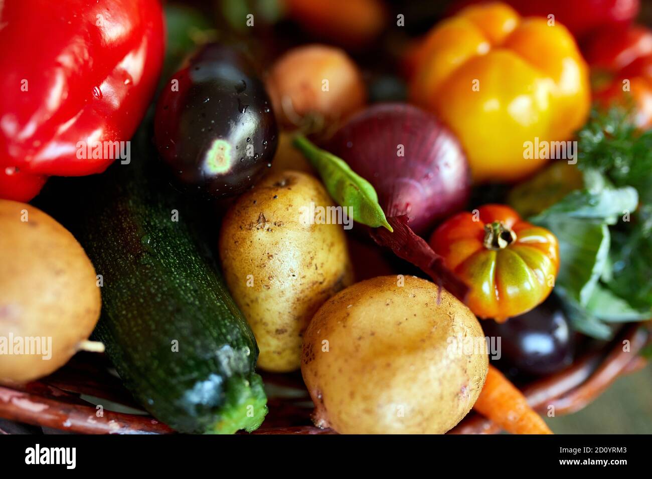 Assortment of fresh vegetables in a basket, bio healthy, organic food ...