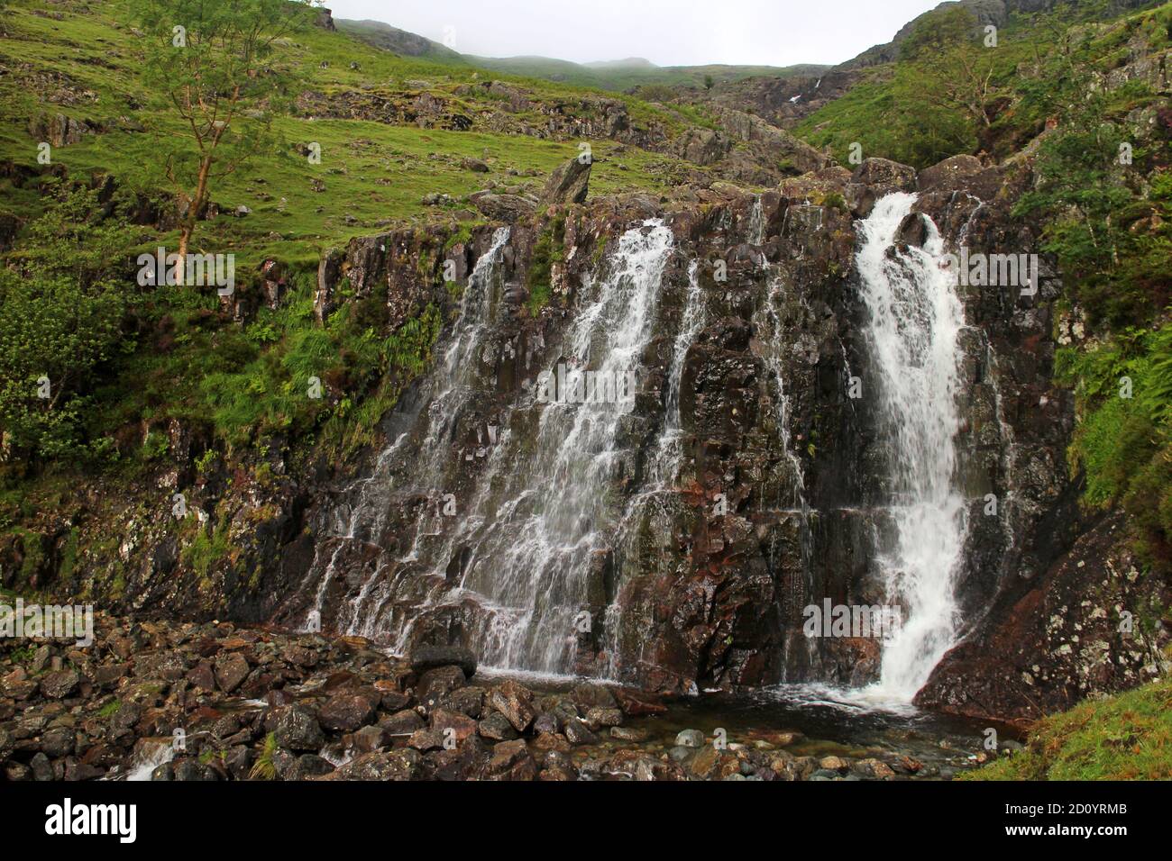 Stickle Ghyll waterfall Langdale Pikes, Lake District Stock Photo - Alamy