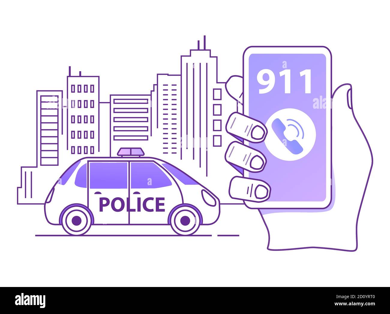 Calling a police patrol car. Hand holds smartphone Stock Vector Image ...