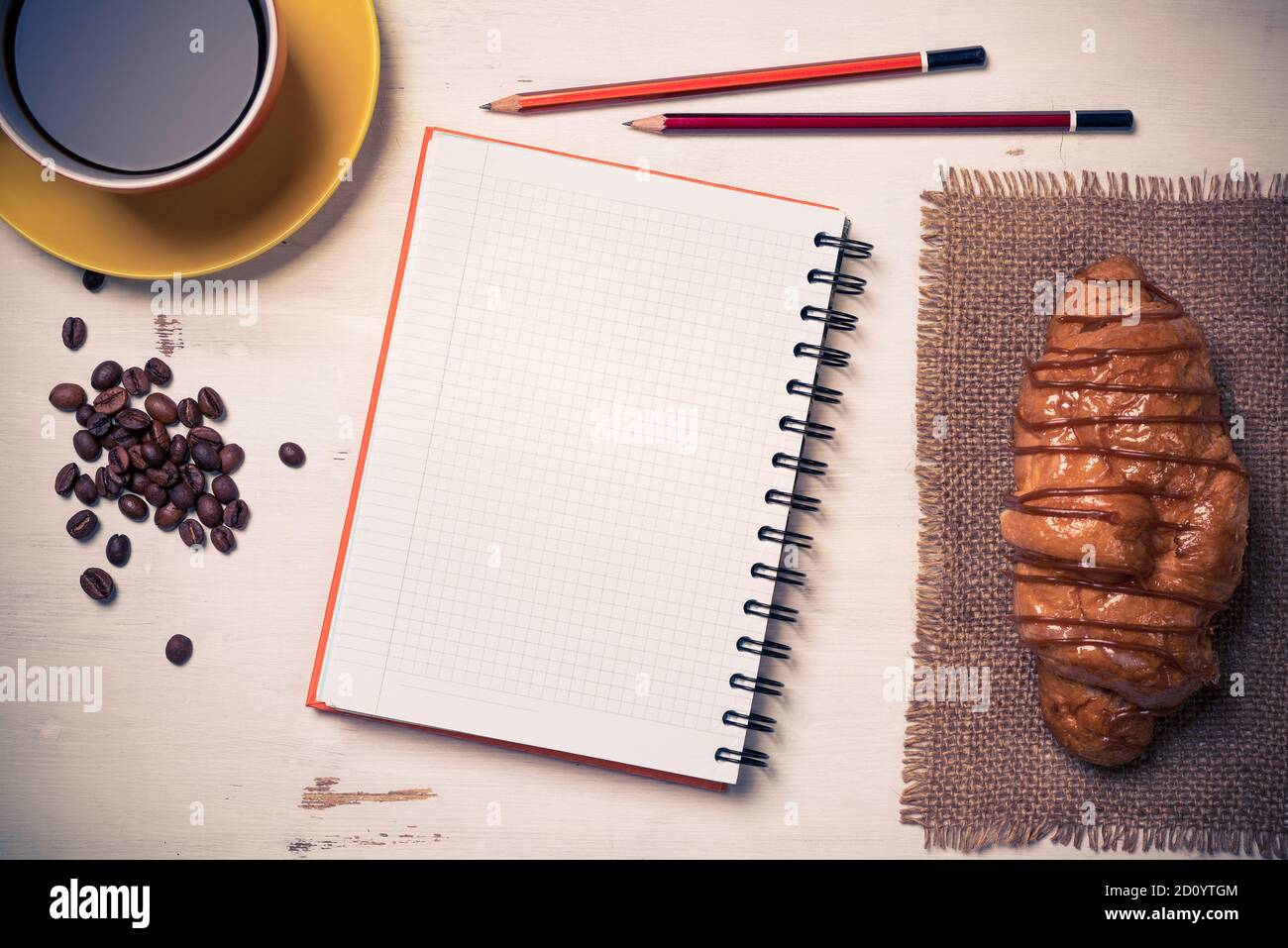 Coffee break with snack Stock Photo - Alamy