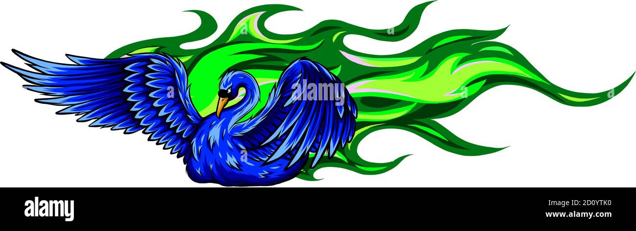 Vector Logo Illustration Fire Swan Gradient Colorful Style Stock Vector ...