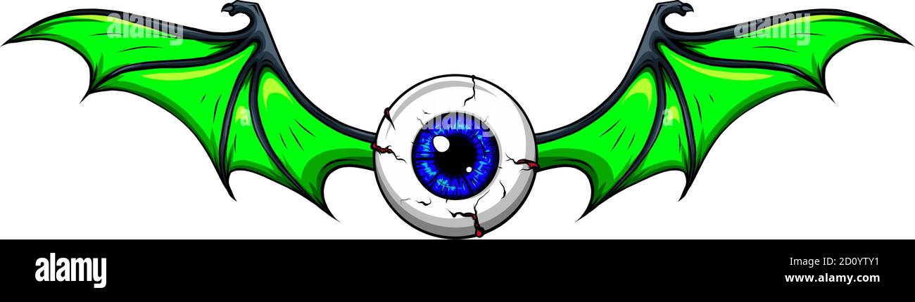 Vector illustration of Tattoo Flying Eyeball design Stock Vector Image ...