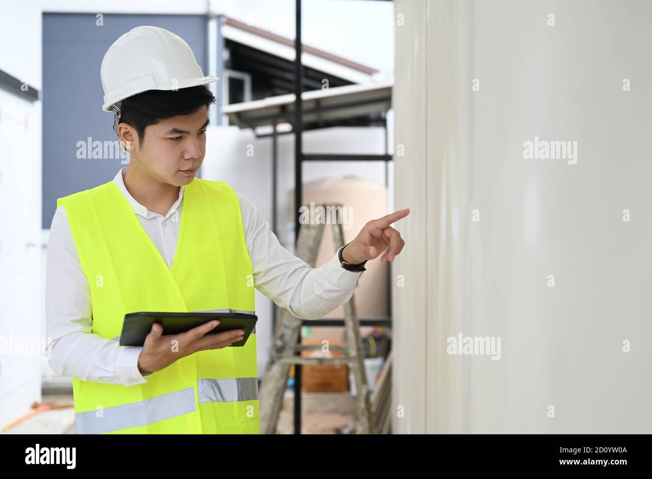 Architect contractor professional building career working with digital ...