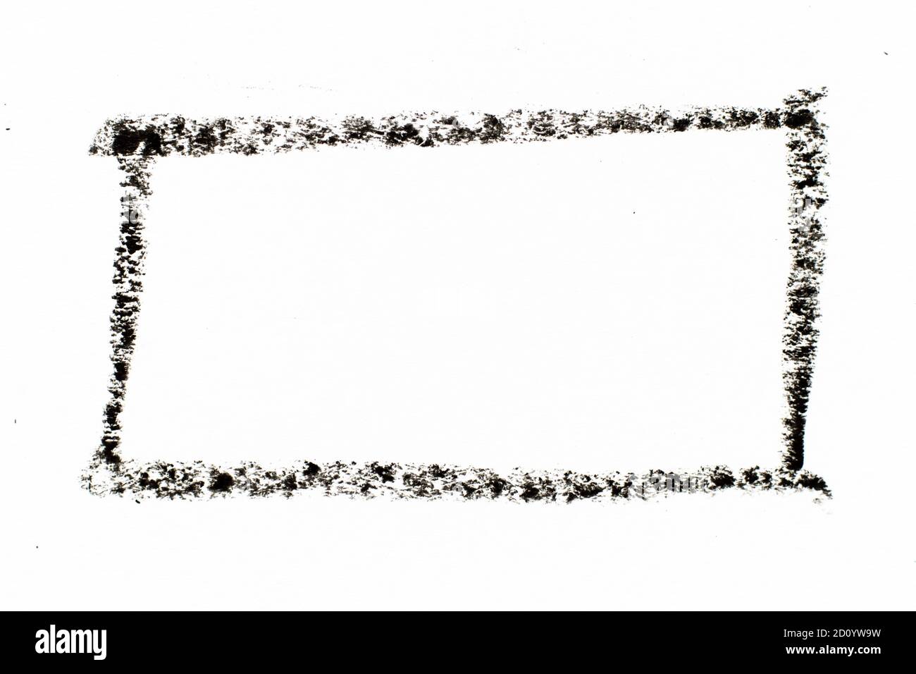 Black color oil pastel drawing in square or rectangle shape on white ...