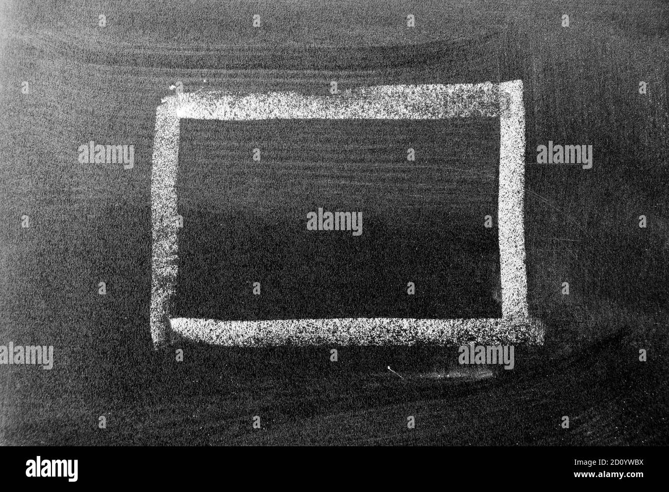 White chalk hand drawing in square or banner shape on black board ...