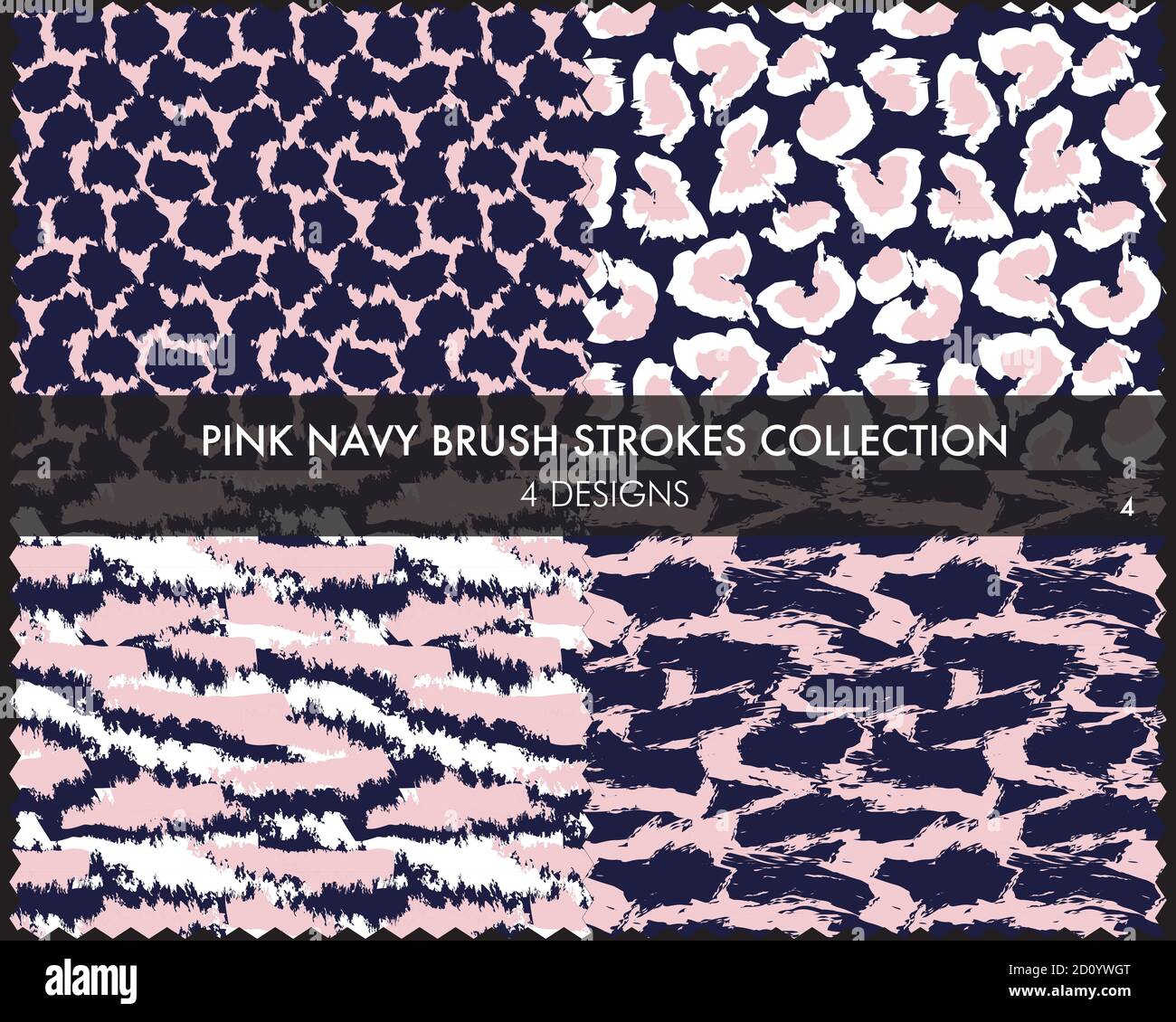 Brush strokes pattern collection includes 4 designs for fashion prints, graphics, backgrounds ...
