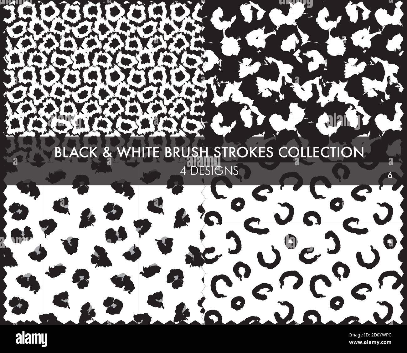 Brush strokes pattern collection includes 4 designs for fashion prints, graphics, backgrounds ...