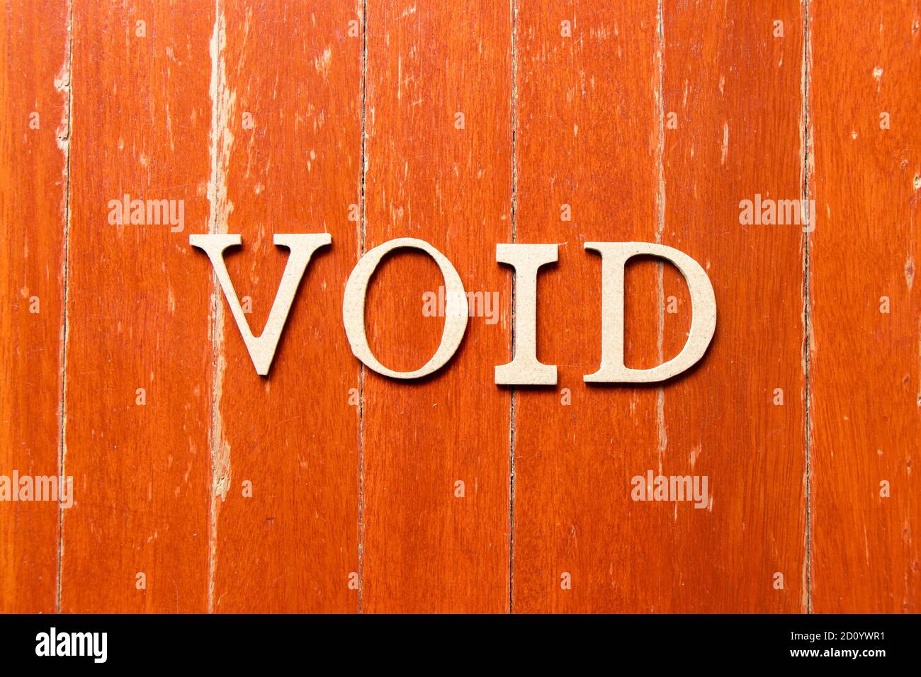 Alphabet letter in word void on old red color wood plate background Stock Photo - Alamy