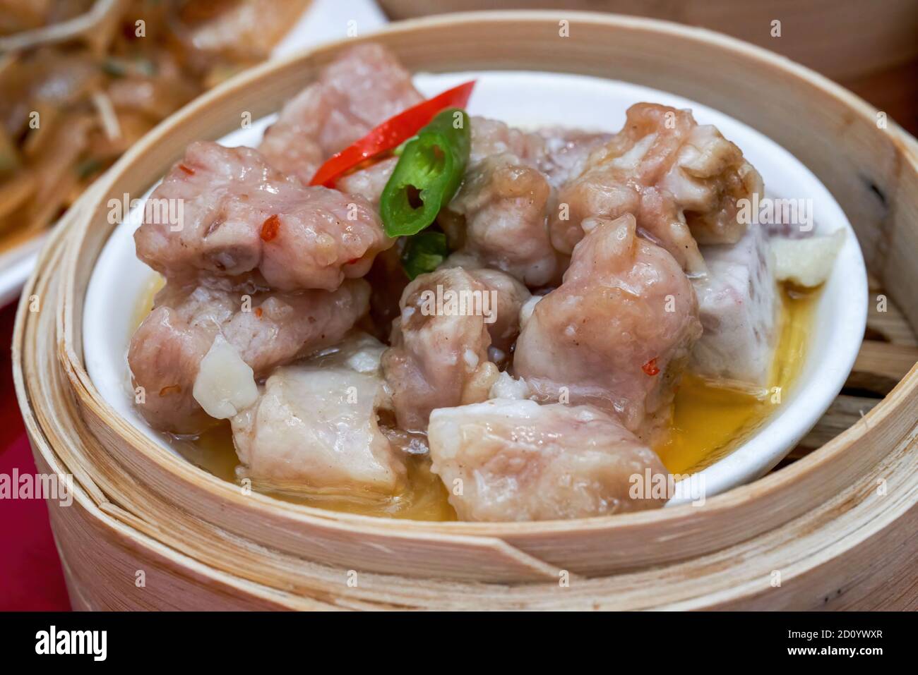 A Cantonese morning tea dim sum, Soy sauce steamed pork ribs Stock ...