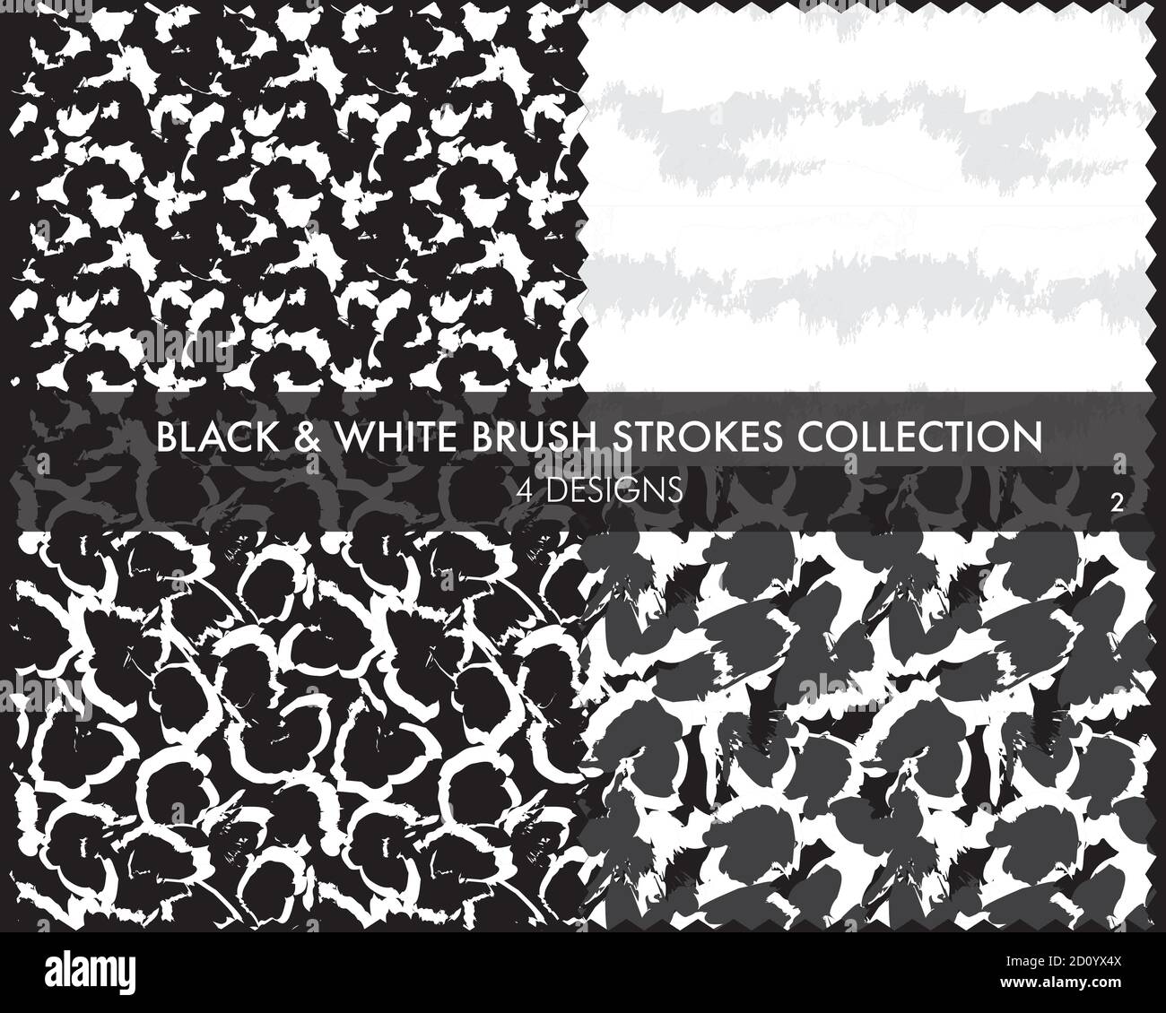 Brush strokes pattern collection includes 4 designs for fashion prints, graphics, backgrounds ...