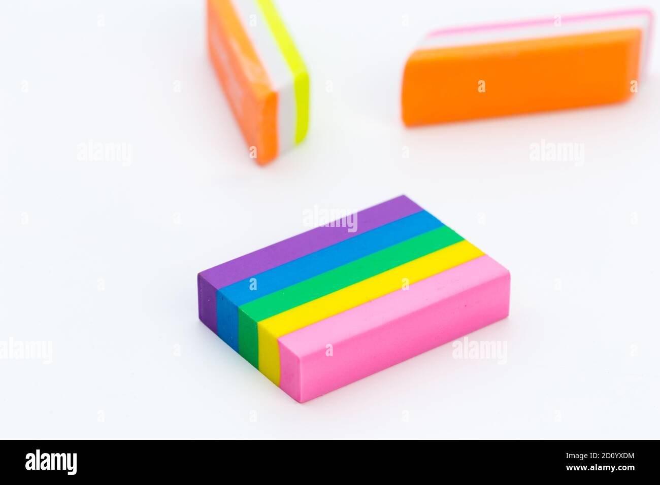 Bright pencil eraser isolated on white background Stock Photo - Alamy