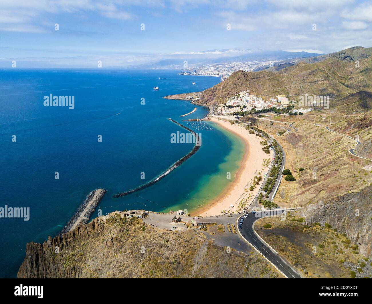 Beautiful view of the famous long beach of Rural De Anaga Park on a ...