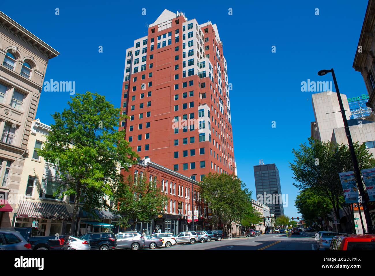 Historic commercial buildings on Elm Street at Market Street and City ...