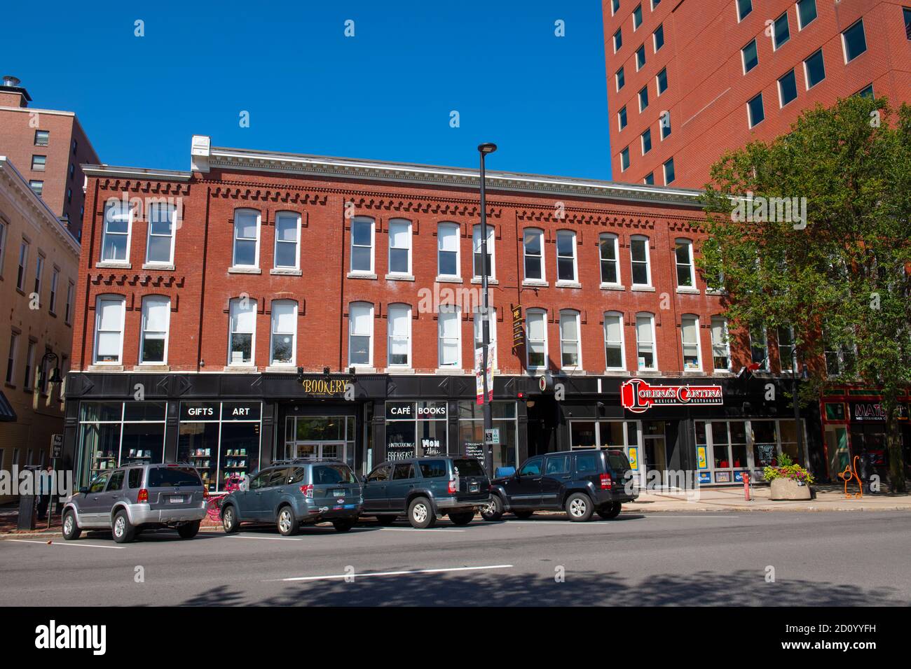 Historic commercial buildings on Elm Street near Merrimack Street in ...