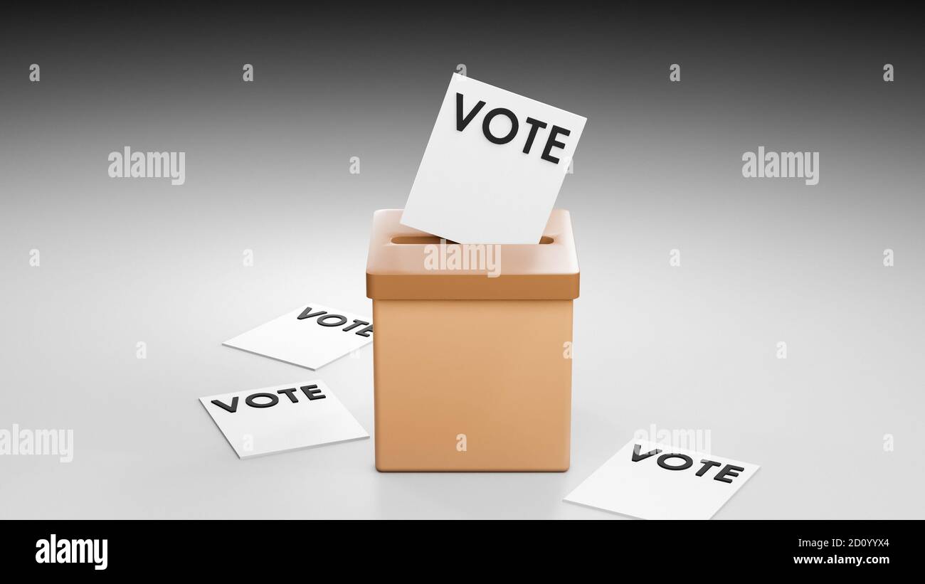 Ballot box vote, inserting voting paper, democratic general election ...