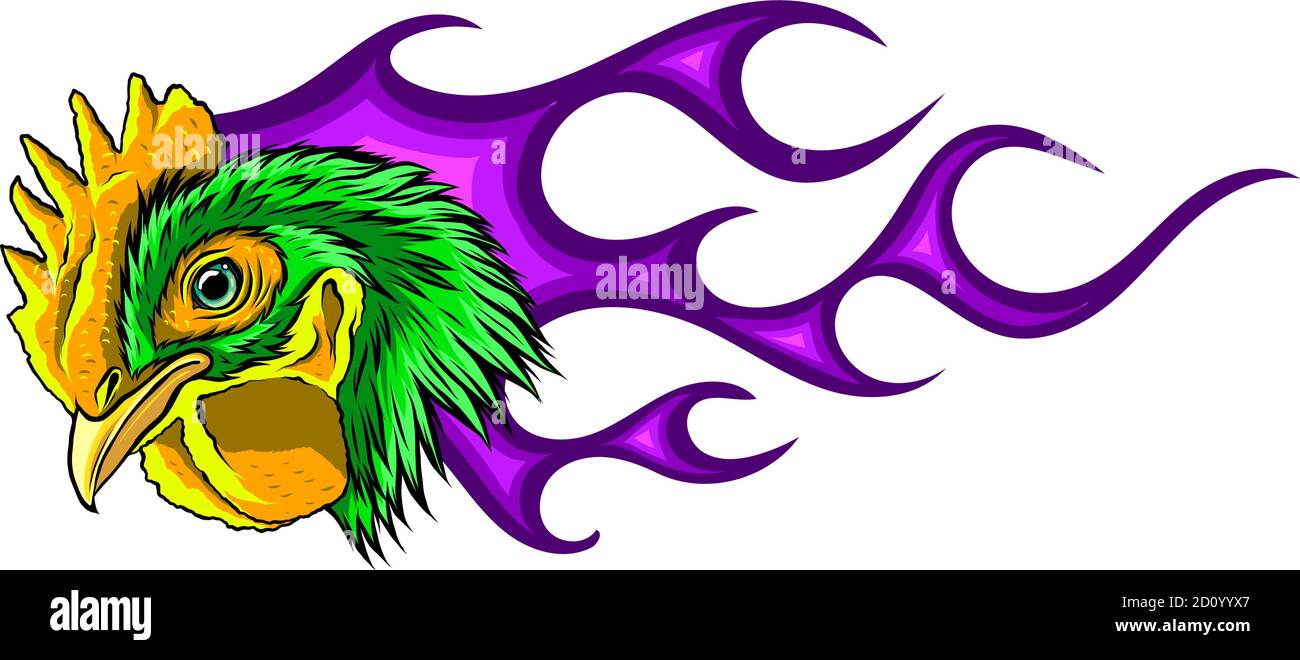 Angry rooster with flames. vector illustration graphics Stock Vector ...