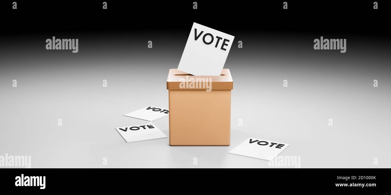Ballot box vote, inserting voting paper, democratic general election ...