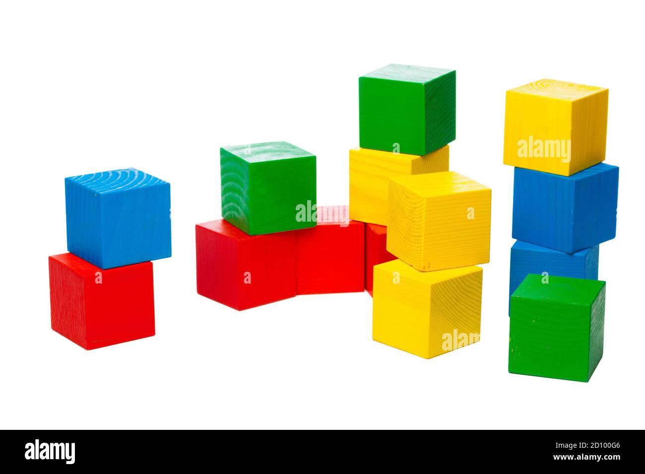 Wooden building blocks isolated on white background Stock Photo - Alamy