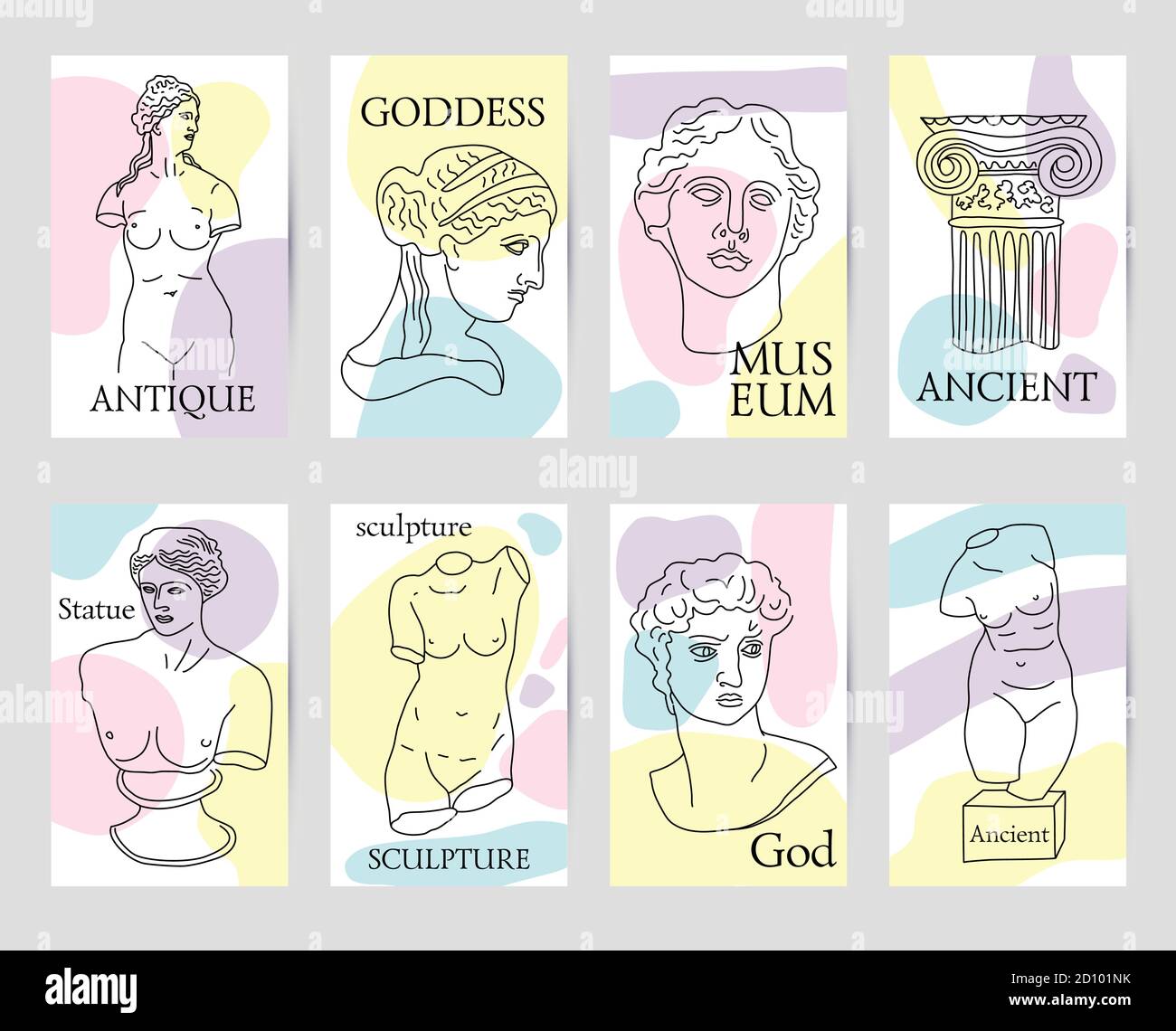 Ancient Greece and Rome set of 8 cards tradition and culture vector ...