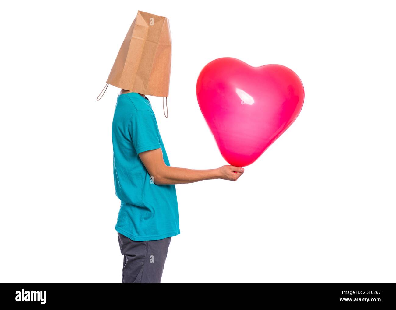 Boy with paper bag over head Stock Photo - Alamy