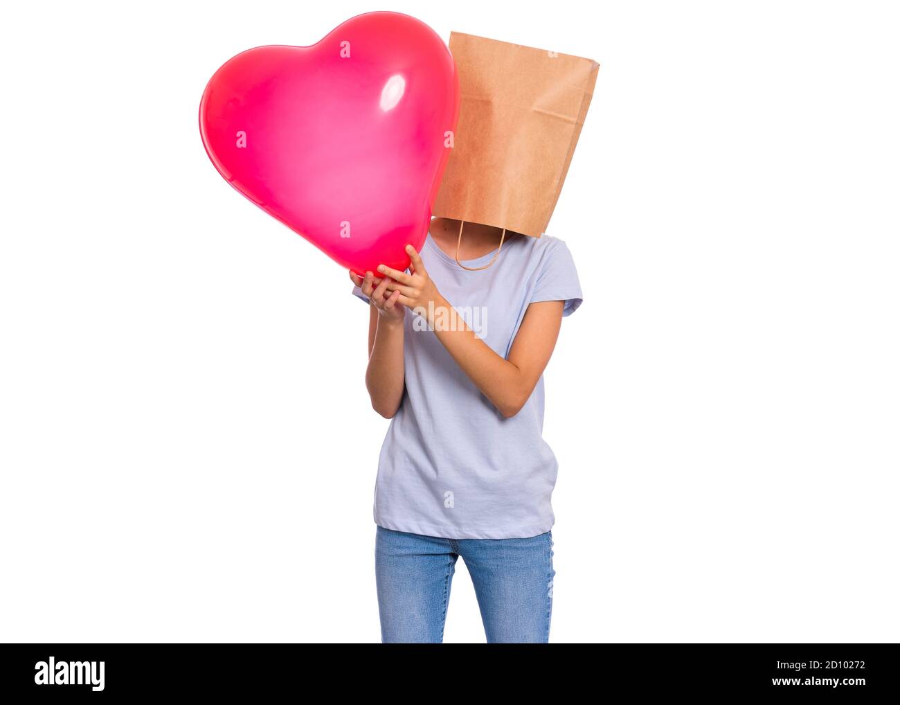 Girl with paper bag over head Stock Photo - Alamy