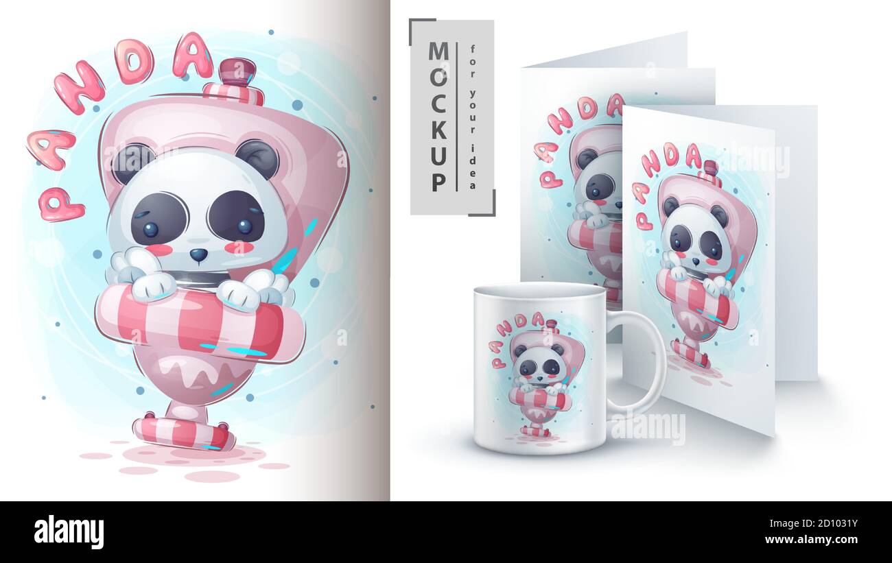 Panda in the toilet - poster and merchandising Stock Vector Image & Art ...