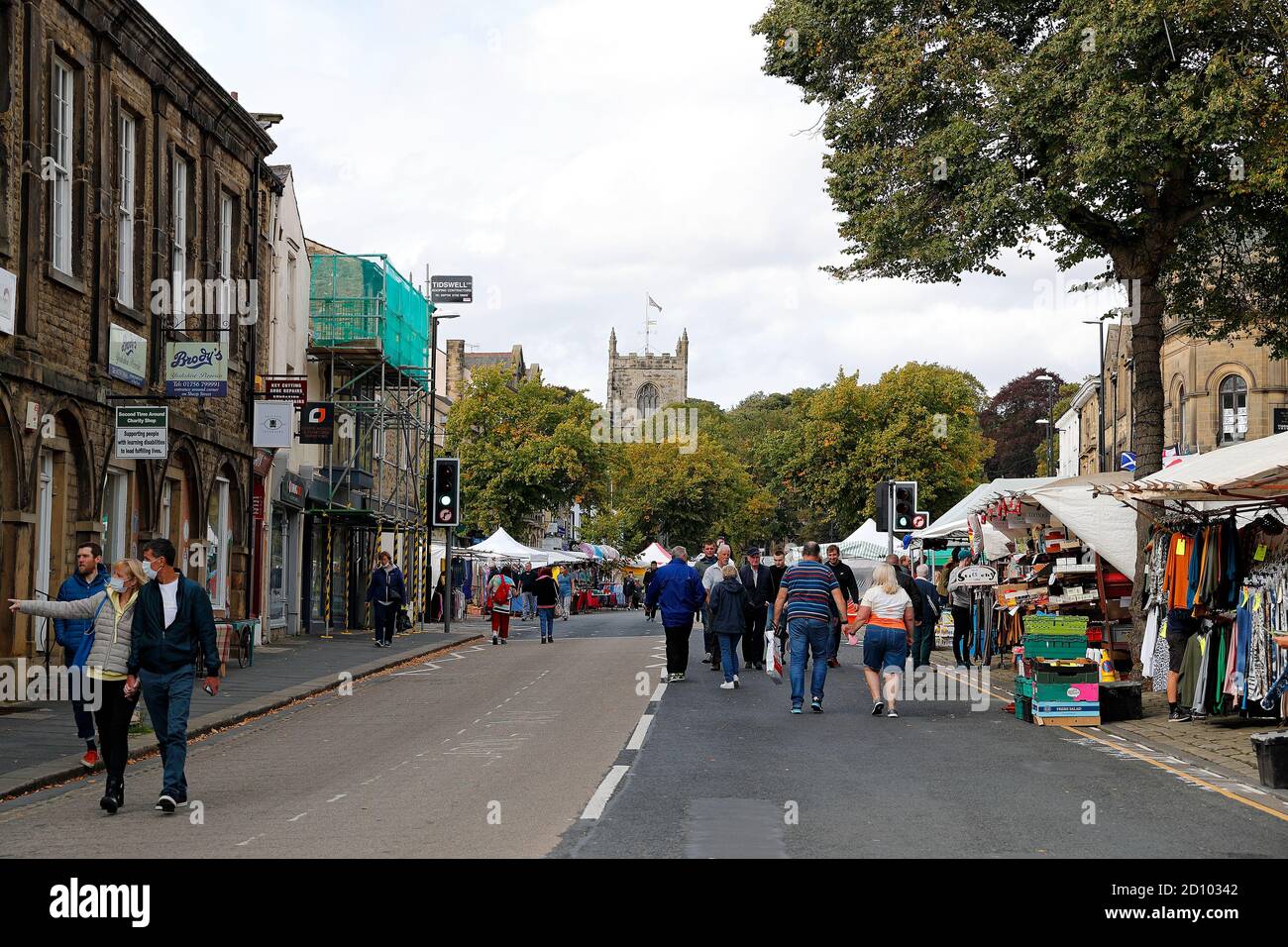 Skipton market with very few shoppers due to the Covid 19 Pandemic. 12 ...